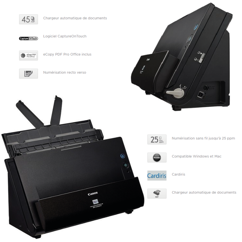 Scanner Canon imageFORMULA DR-C225 II connectivité USB/recto verso/ADF